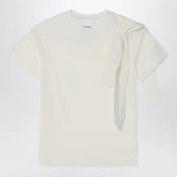 DOUUOD Cotton T-shirt With Bow Detail - White