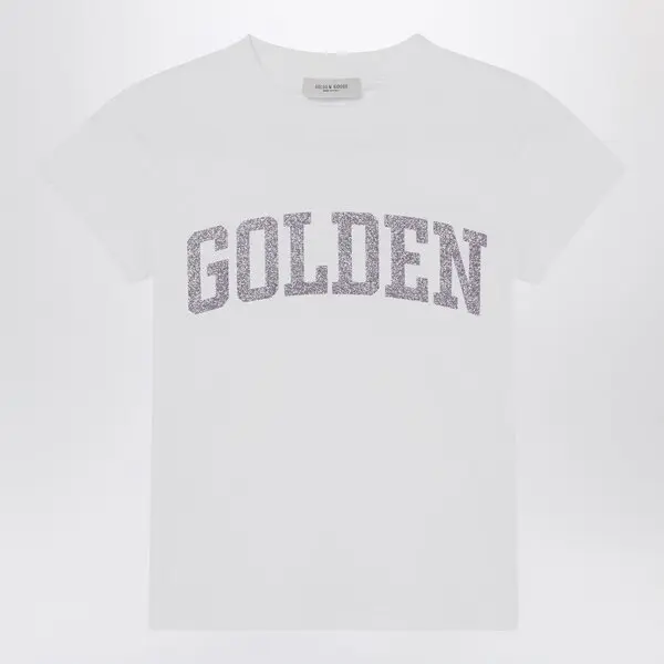 GOLDEN GOOSE T-shirt With Glitter Logo - White