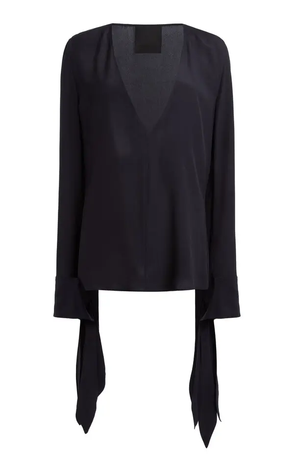 Givenchy Bow-cuff Silk Blouse - Black