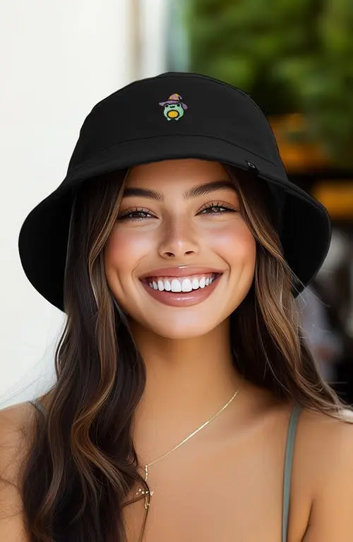 DALIX Embroidered Bucket Hat - Black