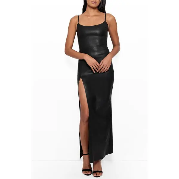 AS By DF Aphrodite Stretch Leather Maxi Dress - Black