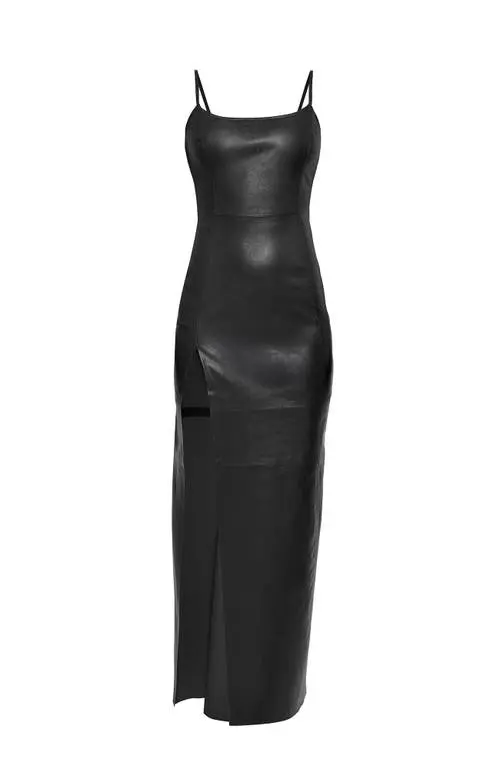 AS By DF Aphrodite Stretch Leather Maxi Dress - Black