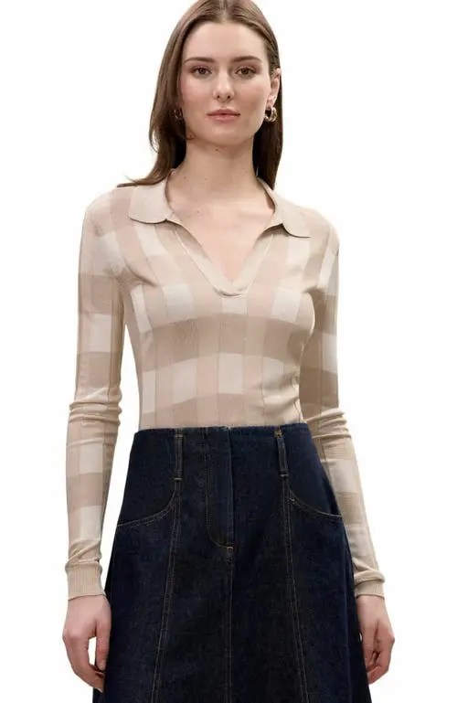 Rebecca Taylor Sheer Knit Polo Sweater
