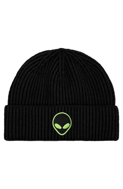 DALIX Embroidered Alien Beanie - Black