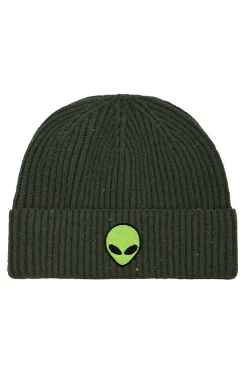 DALIX Embroidered Alien Beanie - Olive