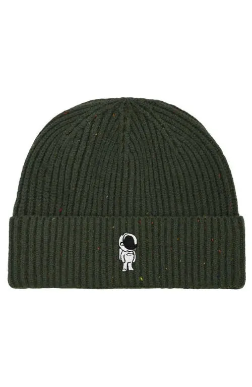 DALIX Astronaut Embroidered Ribbed Beanie - Olive