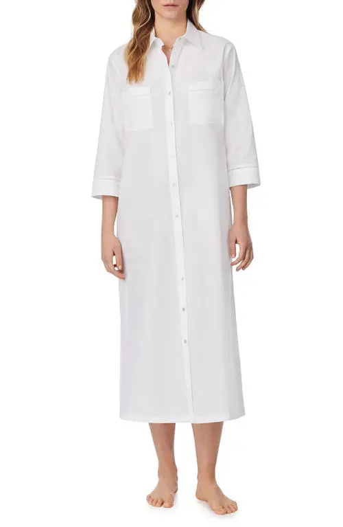 Eileen West Cotton Lawn Long Sleep Shirtdress - White