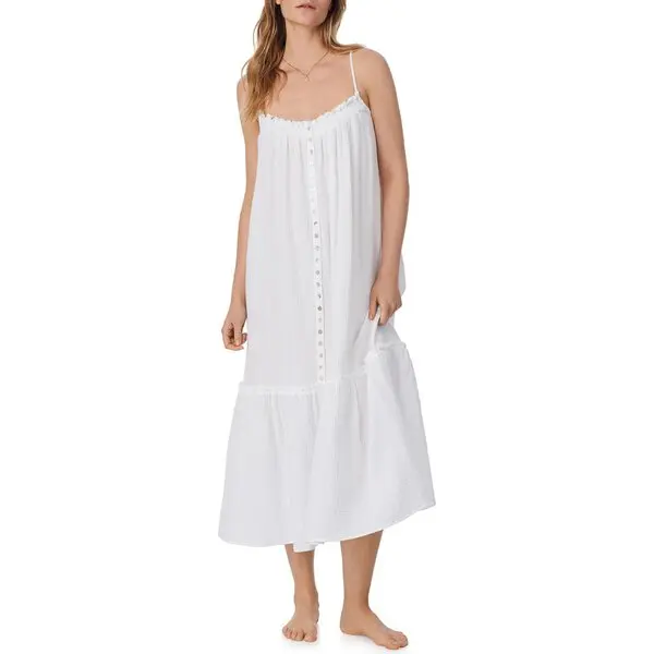 Eileen West Strappy Cotton Gauze Nightgown - White