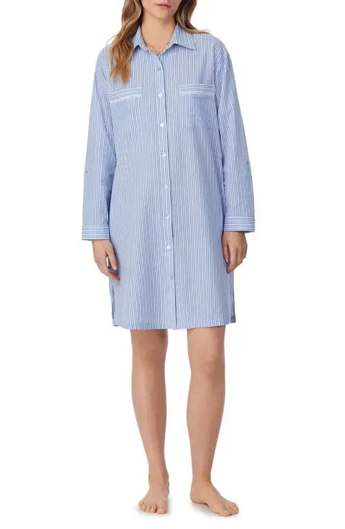 Eileen West Cotton Lawn Sleep Shirt - Blue Stripe