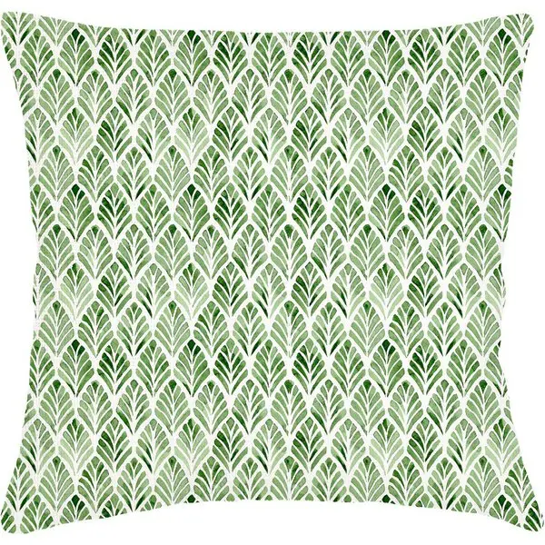 Anaya Geo Palm Velvet Pillow With Down Alternative Insert - Green