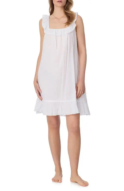 Eileen West Swiss Dot Sleeveless Cotton Chemise Nightgown - White