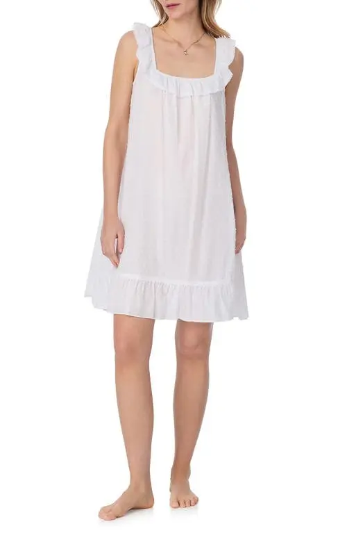 Eileen West Swiss Dot Sleeveless Cotton Chemise Nightgown - White