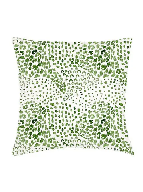 Anaya Cheetah Velvet Pillow With Down Alternative Insert - Green