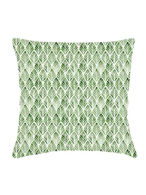 Anaya Geo Palm Velvet Pillow With Down Insert - Green