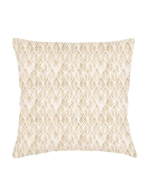 Anaya Geo Palm Velvet Pillow With Down Alternative Insert - Beige