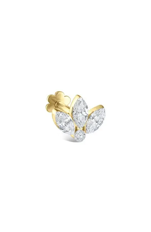 MARIA TASH Invisible Diamond Lotus Threaded Stud Earring - Yellow Gold