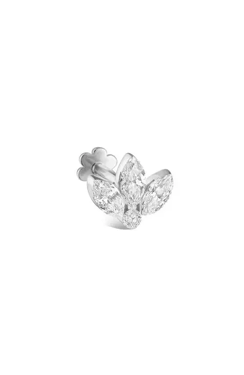 MARIA TASH Single Invisible Set Diamond Lotus Threaded Stud Earring - White Gold