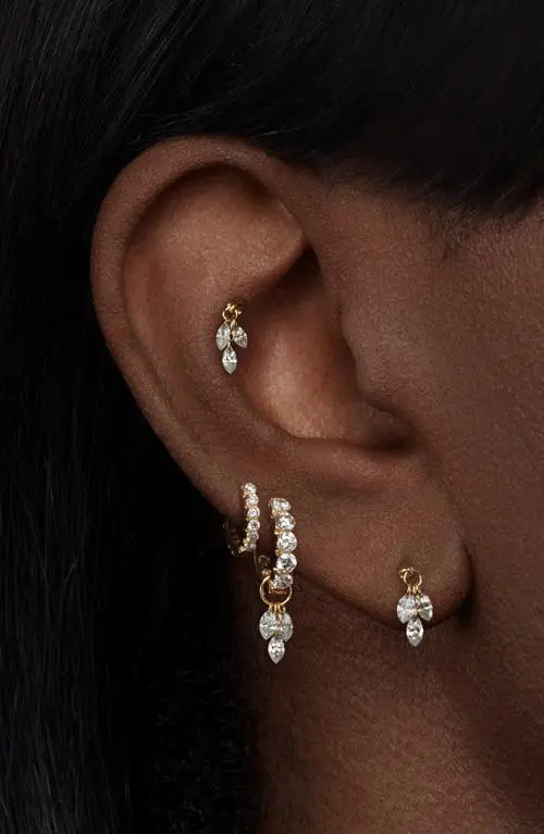 MARIA TASH Floating Diamond Plume Threaded Charm Earring