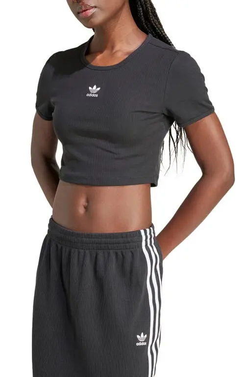 ADIDAS ORIGINALS Essentials Trefoil Logo Crop Rib T-shirt - Black