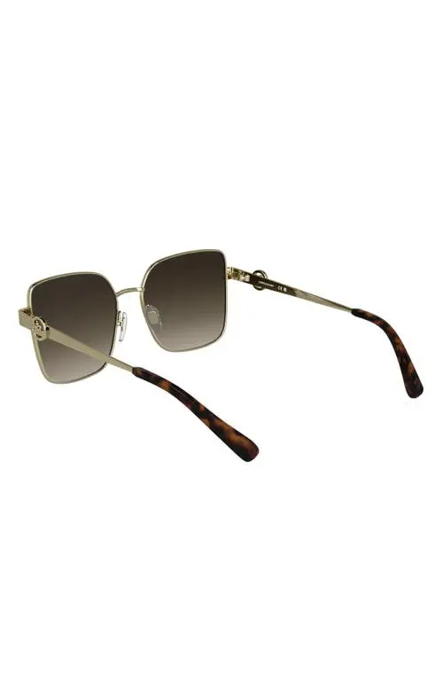 Longchamp Medallion 56mm Butterfly Sunglasses - Gold/ Gradient Brown