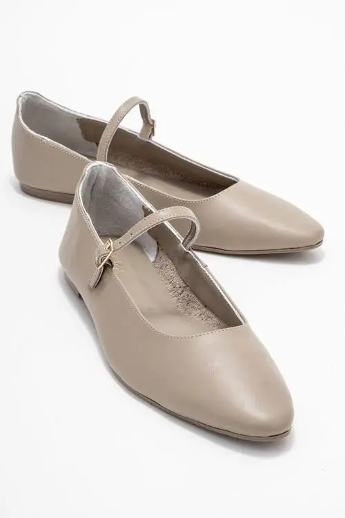 FOREVER & ALWAYS SHOES Lara Leather Mary Jane Flats - Mink