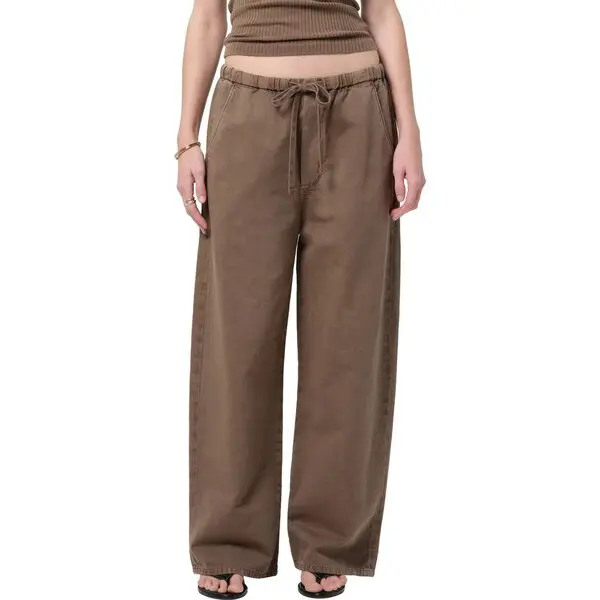 Citizens Of Humanity Aurora Pull-on Cotton & Hemp Wide Leg Pants - Cocoa Md Brwn