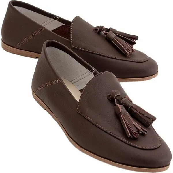 FOREVER & ALWAYS SHOES Mona Tassel Loafer - Brown Leather