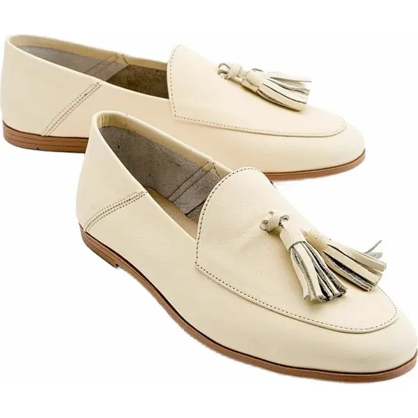 FOREVER & ALWAYS SHOES Mona Tassel Loafer - Light Beige Leather