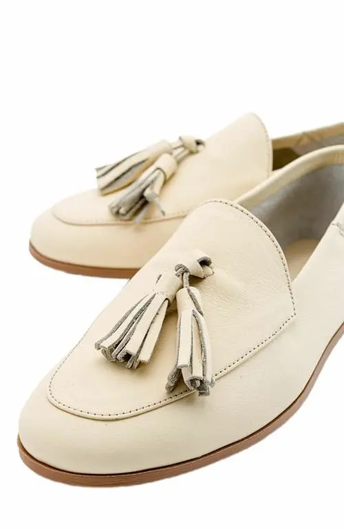 FOREVER & ALWAYS SHOES Mona Tassel Loafer - Light Beige Leather