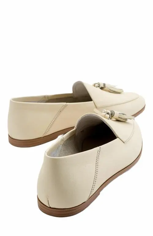 FOREVER & ALWAYS SHOES Mona Tassel Loafer - Light Beige Leather
