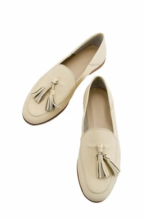 FOREVER & ALWAYS SHOES Mona Tassel Loafer - Light Beige Leather