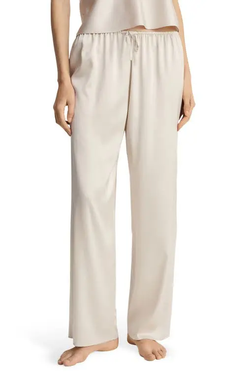 Mango Stretch Silk Pajama Pants - Light/pastel Grey