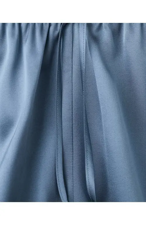 Mango Stretch Silk Pajamas Shorts - Blue