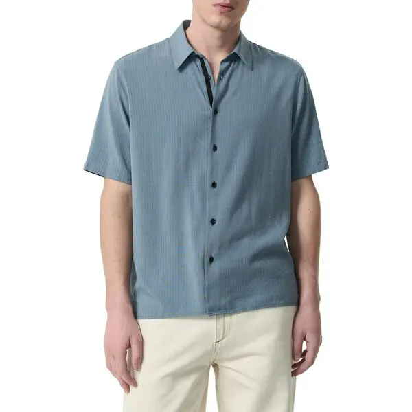 Rag & Bone Dalton Dobby Short Sleeve Button-up Shirt - Seagrey