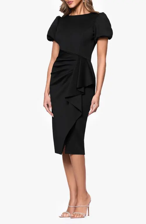 XSCAPE EVENINGS Puff Sleeve Sheath Cocktail Dress