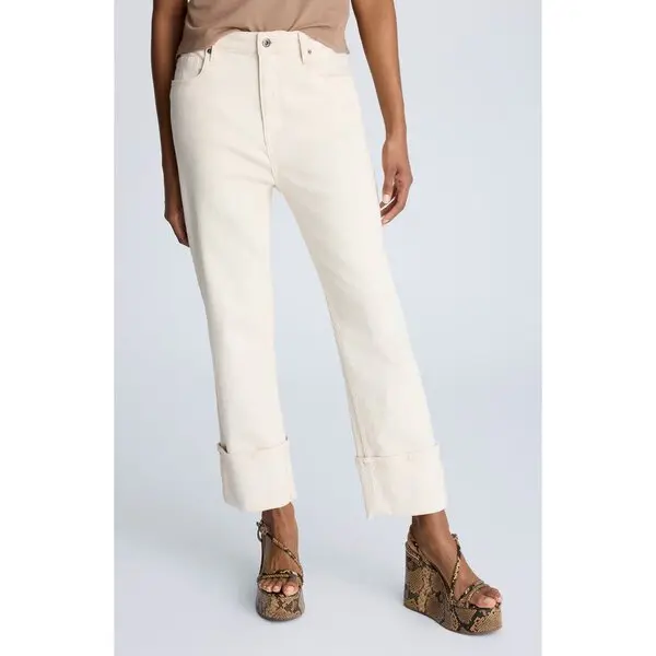 KENNETH COLE Straight Leg Jeans With Wide Cuffs