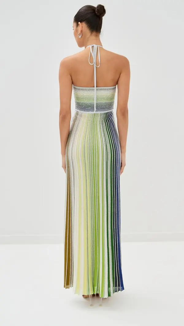 Missoni Sleeveless Maxi Dress - Green, White, And Blue Tones | Editorialist