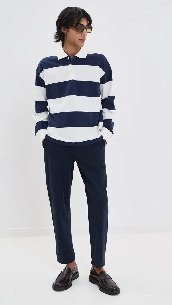 WAX LONDON Cotton Kurt Trousers - Navy