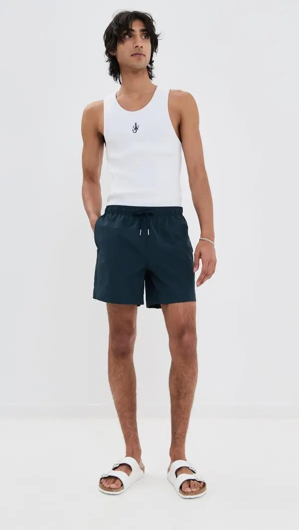 BATHER Solid Swim Trunks - Navy