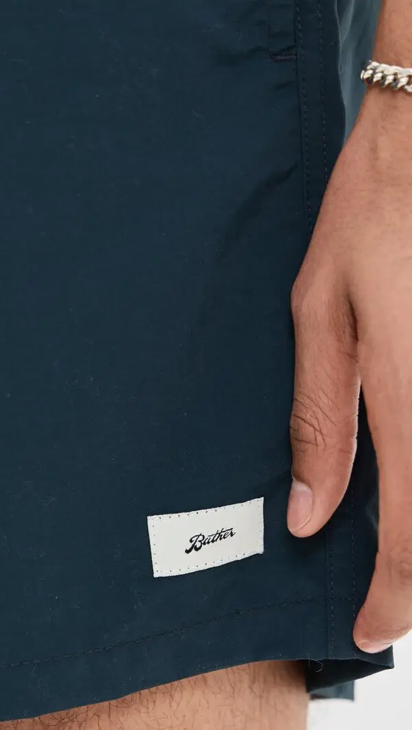 BATHER Solid Swim Trunks - Navy