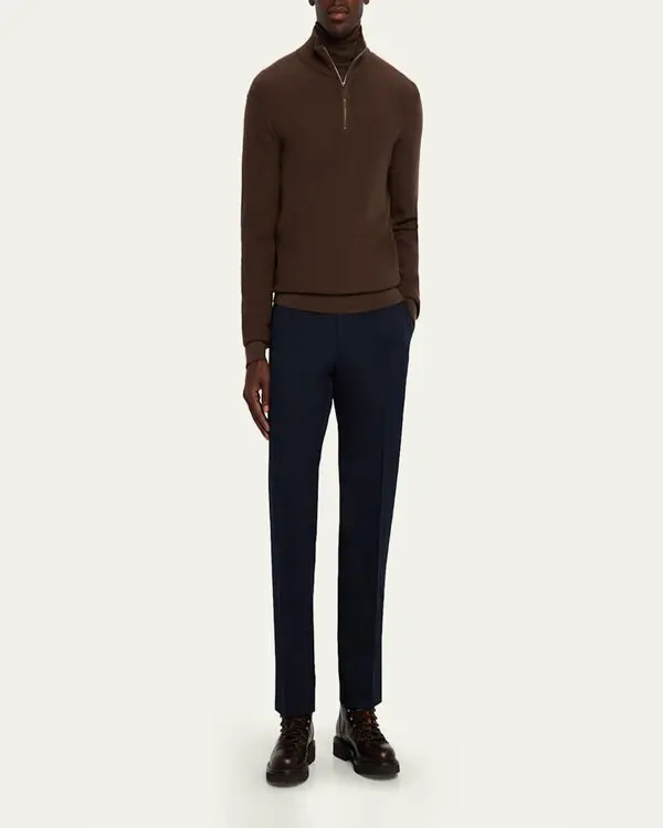 Zegna Cotton And Wool Single-pleated Trousers