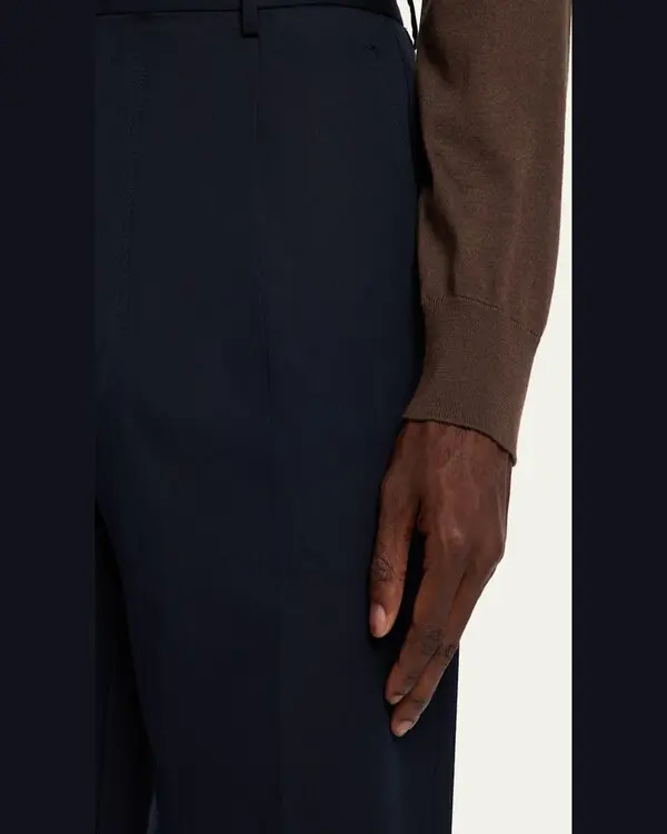 Zegna Cotton And Wool Single-pleated Trousers