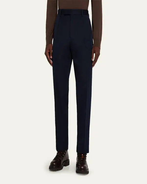 Zegna Cotton And Wool Single-pleated Trousers