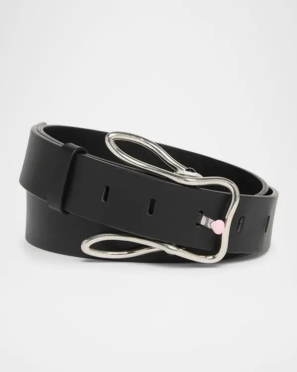 Bottega Veneta Rabbit-buckle Leather Belt - Nero-nero
