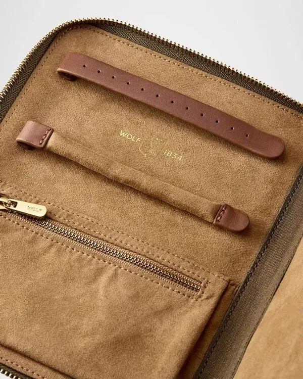 Wolf Ida Travel Zip Jewelry Portfolio - Khaki