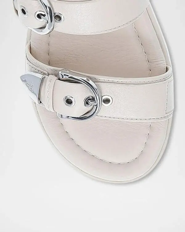 THE FRYE COMPANY Maya Double Buckle Slide Sandals - Ivory