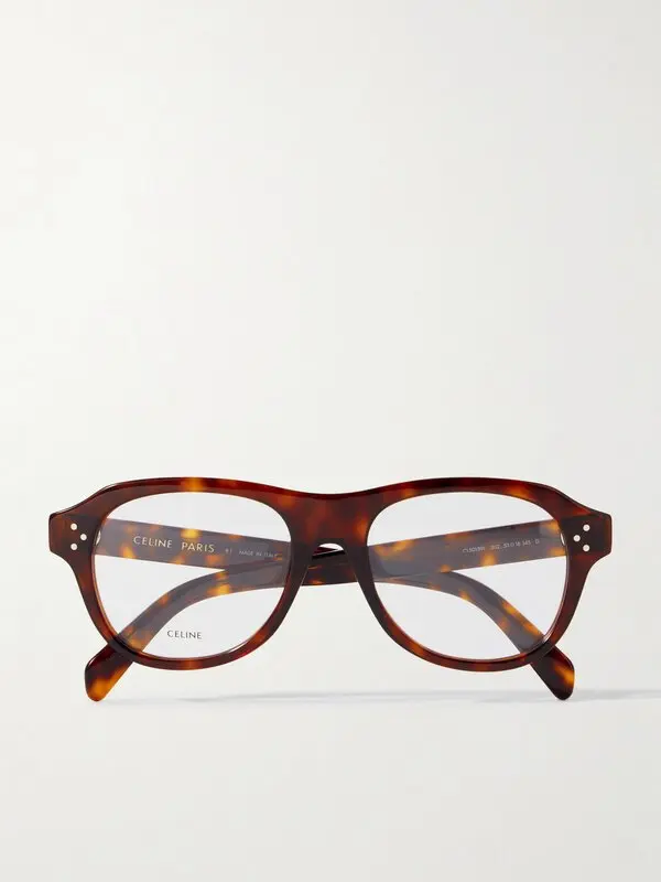 Celine Aviator-style Optical Glasses - Tortoiseshell