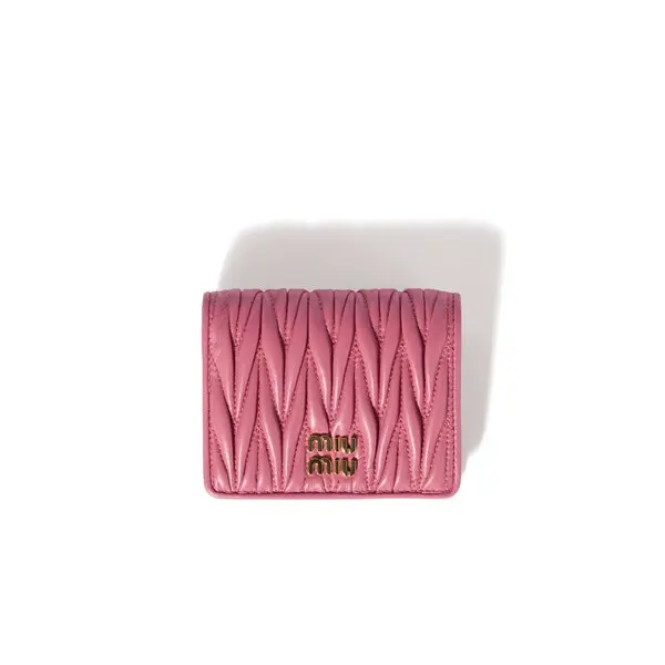 Miu Miu Small Matelassé Nappa Leather Wallet - Begonia Pink