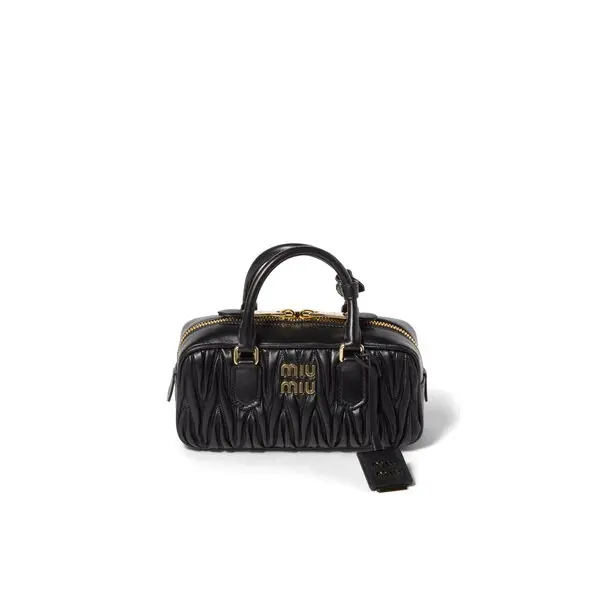 Miu Miu Arcadie Matelassé Nappa Leather Bag - Black