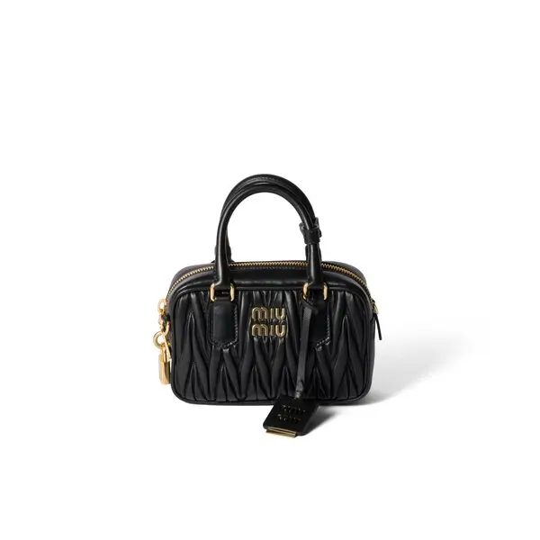 Miu Miu Arcadie Matelassé Nappa Leather Bag - Black